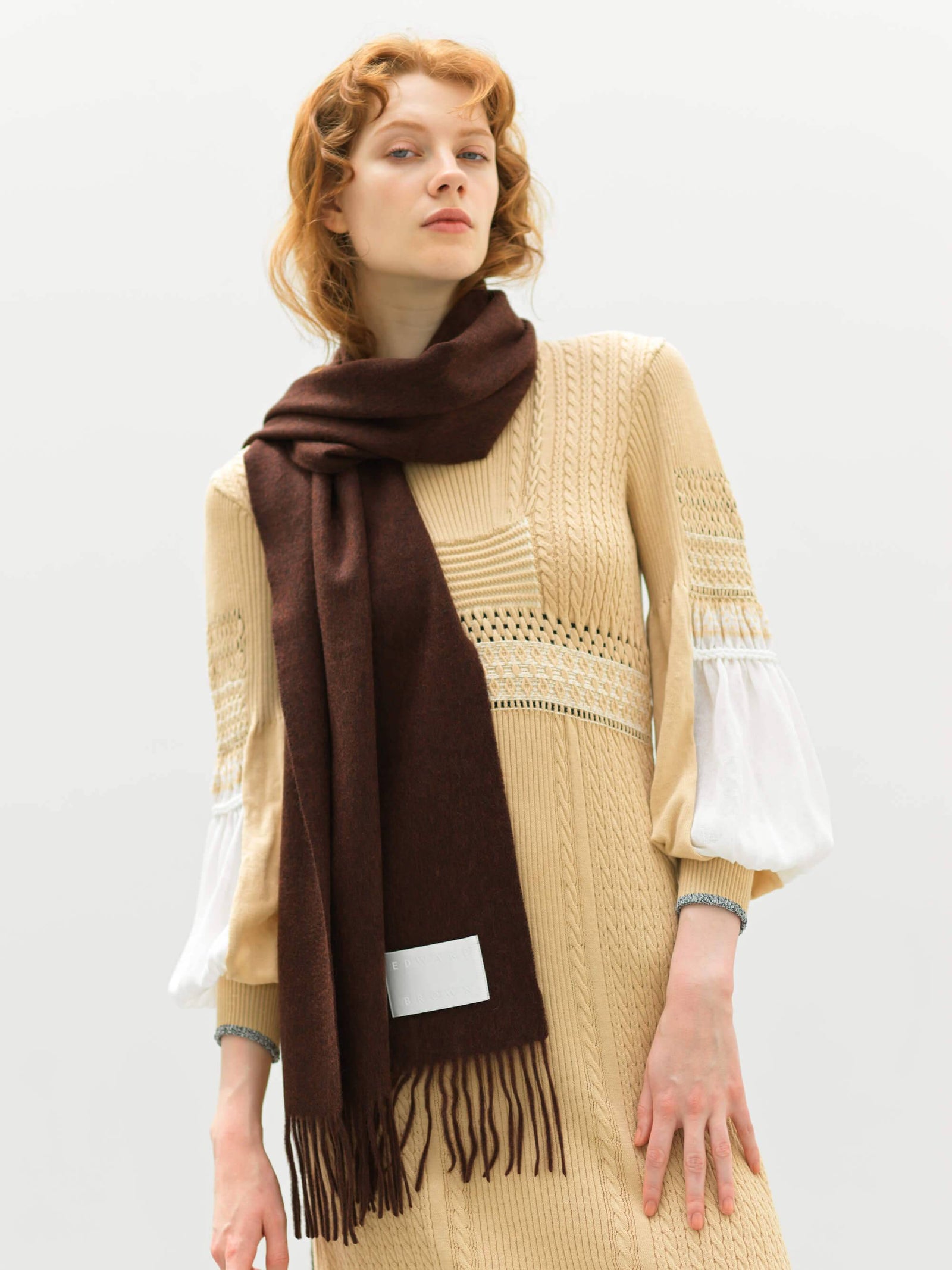 Cashmere scarf Dark Brown カシミヤマフラー ダークブラウン | EDWARD BROWN エドワードブラウン